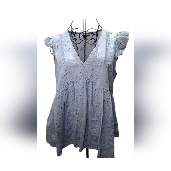 ANDREE BY UNIT | Tops | Andree By Unit Sky Blue Embroidered Blouse ...